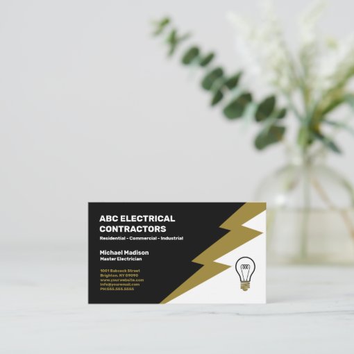 Electrician | Electrical Contractor Business Card | Zazzle