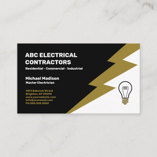 Electrician | Electrical Contractor Business Card | Zazzle