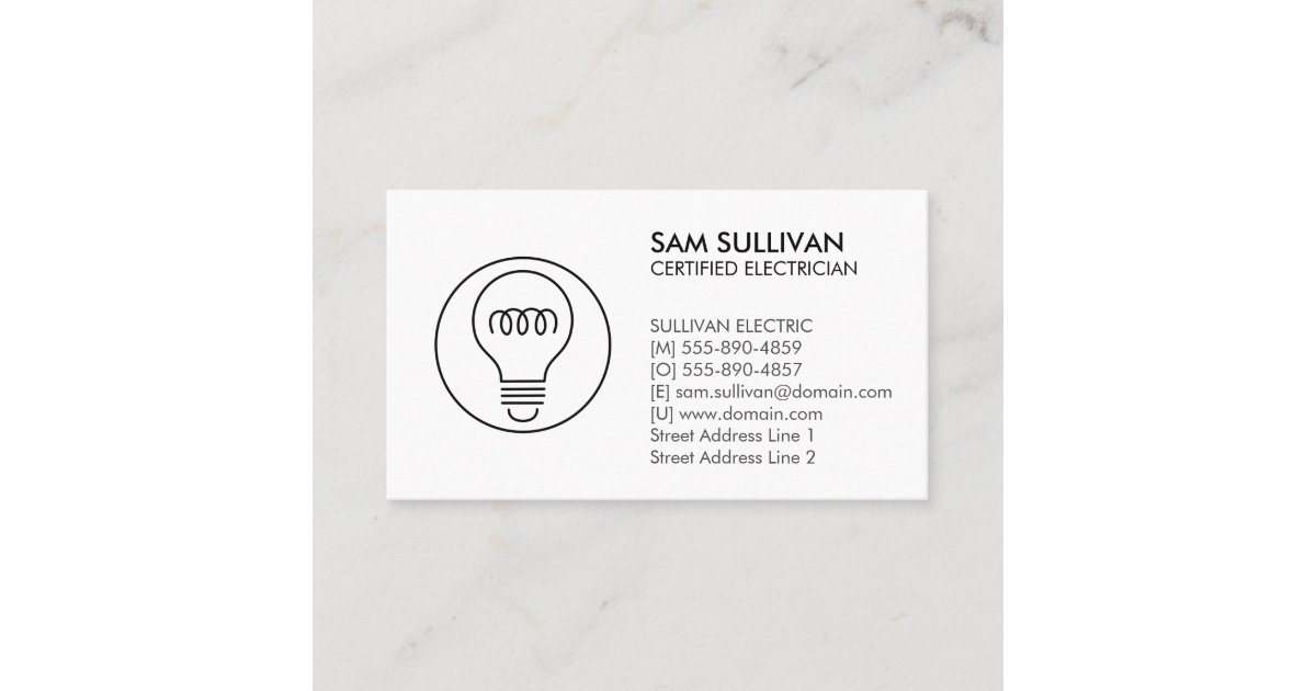 Electrician Electrical Contractor Business Card | Zazzle