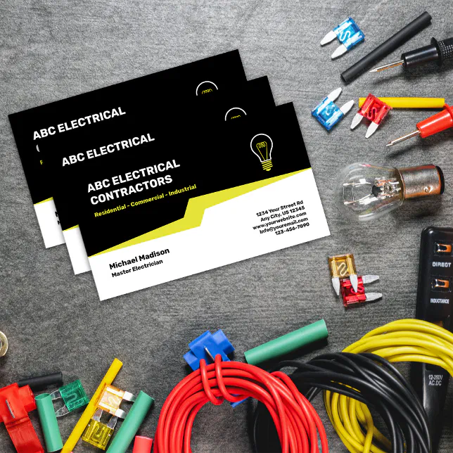 Electrician | Electrical Contractor Business Card | Zazzle
