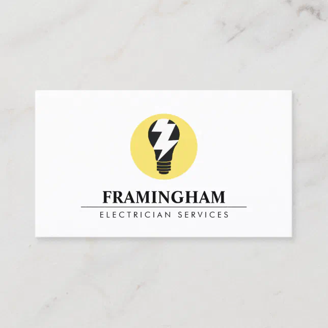 Electrician Electrical Light Bulb Logo Business Card | Zazzle