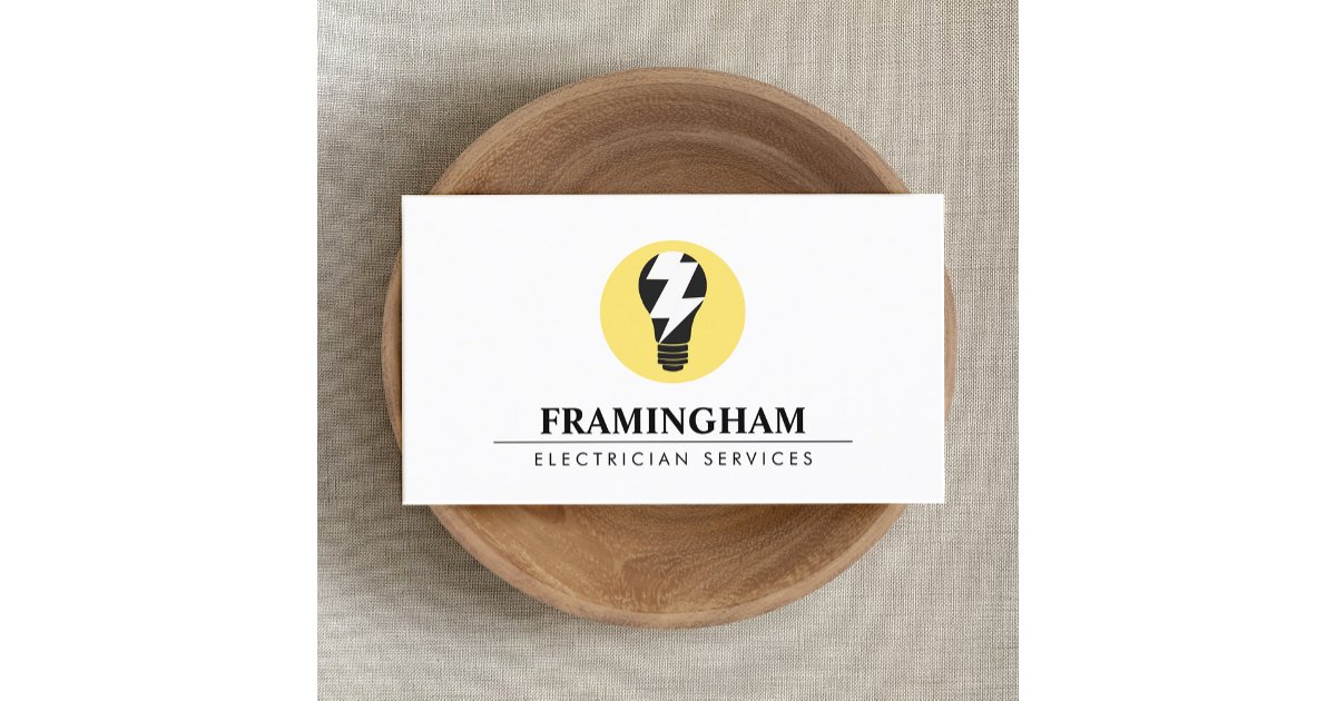 Electrician Electrical Light Bulb Logo Business Card | Zazzle