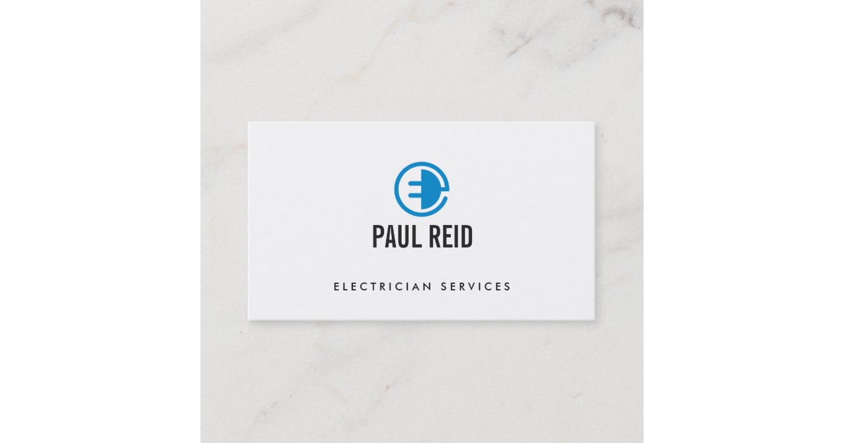 Electrician Electrical Logo White Business Card | Zazzle