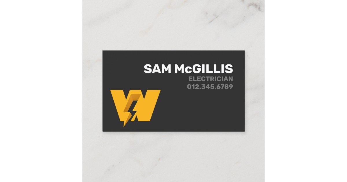 Electrician Electrical Monogram W Business Card | Zazzle