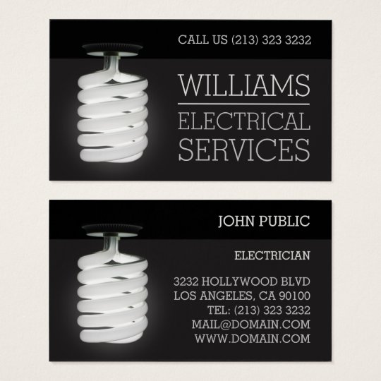 Electrician Electrical Services Light Bulb Business Card | Zazzle.com