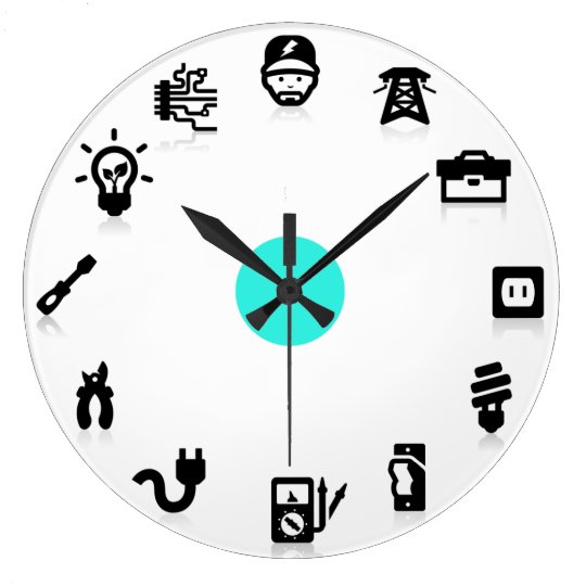 Electrician Electrical Work Icons Wall Clock | Zazzle.com