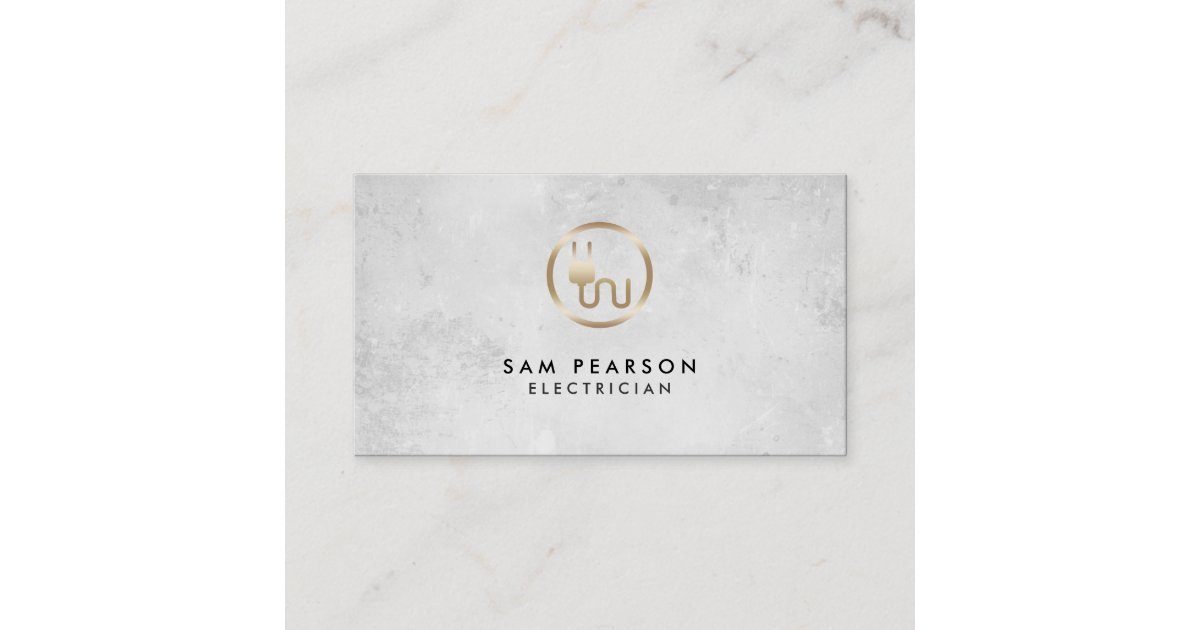 Electrician Gold Electric Plug Icon Business Card | Zazzle