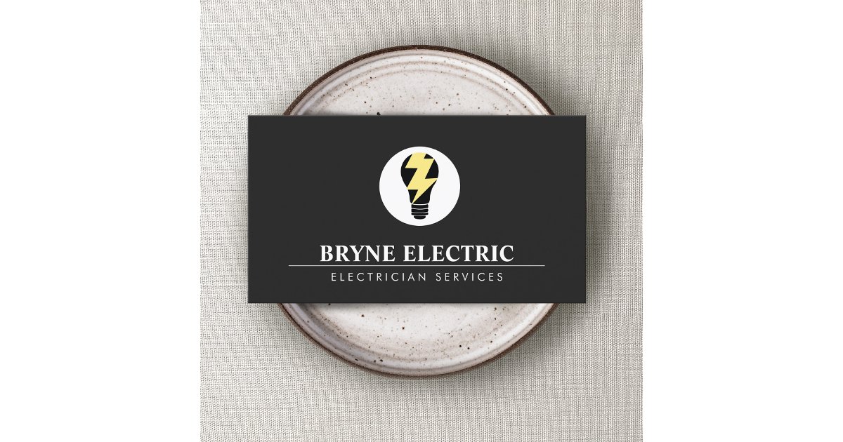 Electrician Light Bulb Logo Business Card | Zazzle