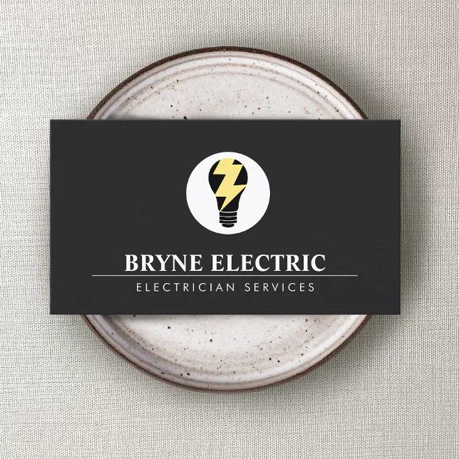 Electrician Light Bulb Logo Business Card | Zazzle