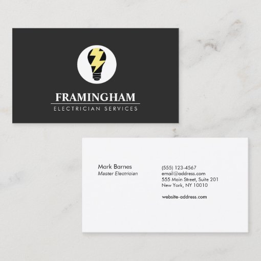 Electrician Light Bulb Logo Business Card | Zazzle