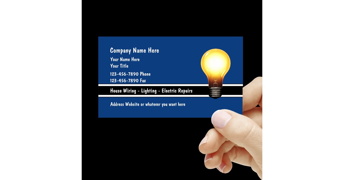 Electrician Lighting Lightbulb Business Cards | Zazzle