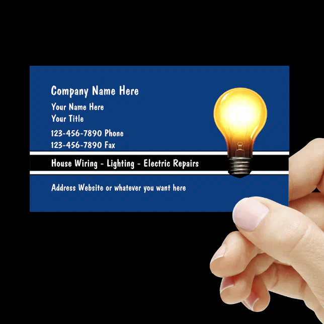 Electrician Lighting Lightbulb Business Cards | Zazzle