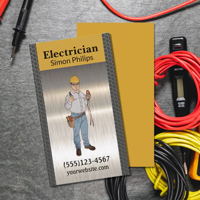 Electrician Metal Handyman Business Card | Zazzle