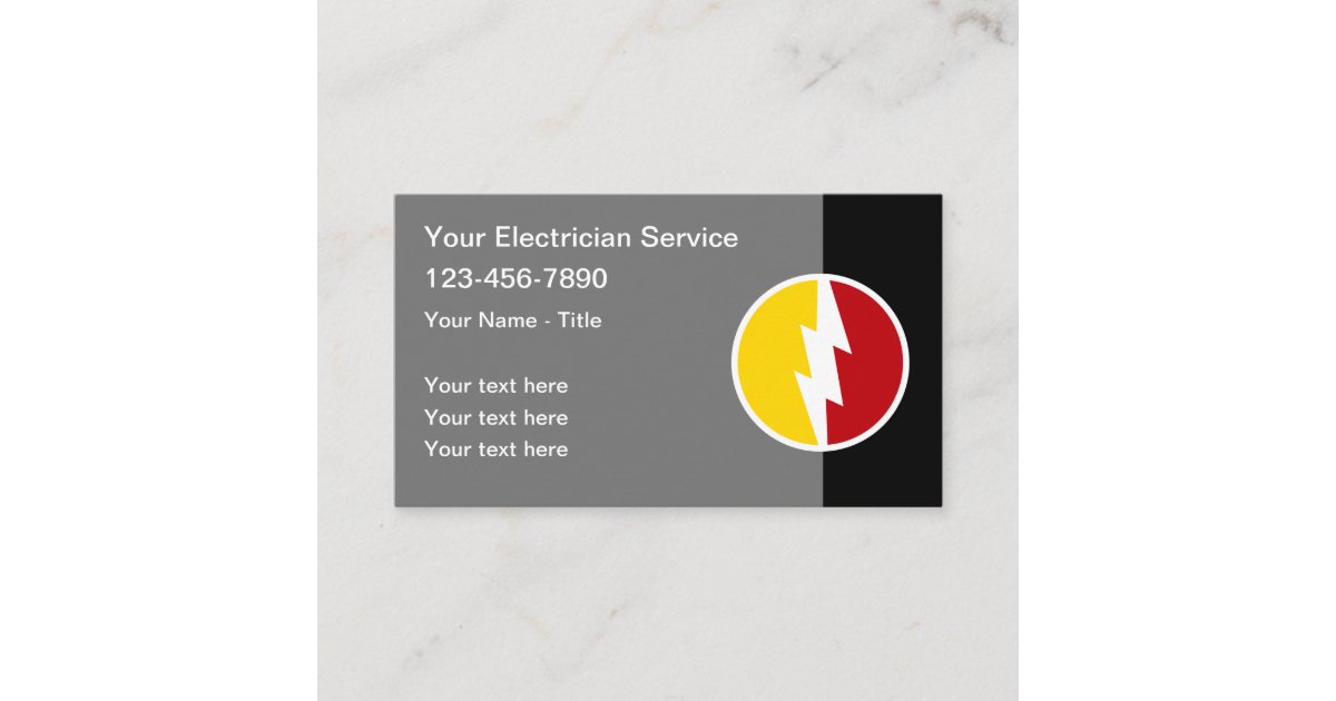 Electrician Modern Power Emblem Editable Business Card | Zazzle
