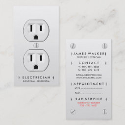 Electrician modern simple white electrical outlet appointment card | Zazzle