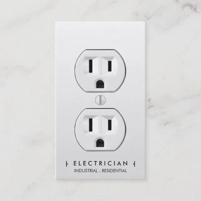 Electrician modern simple white electrical outlet appointment card | Zazzle