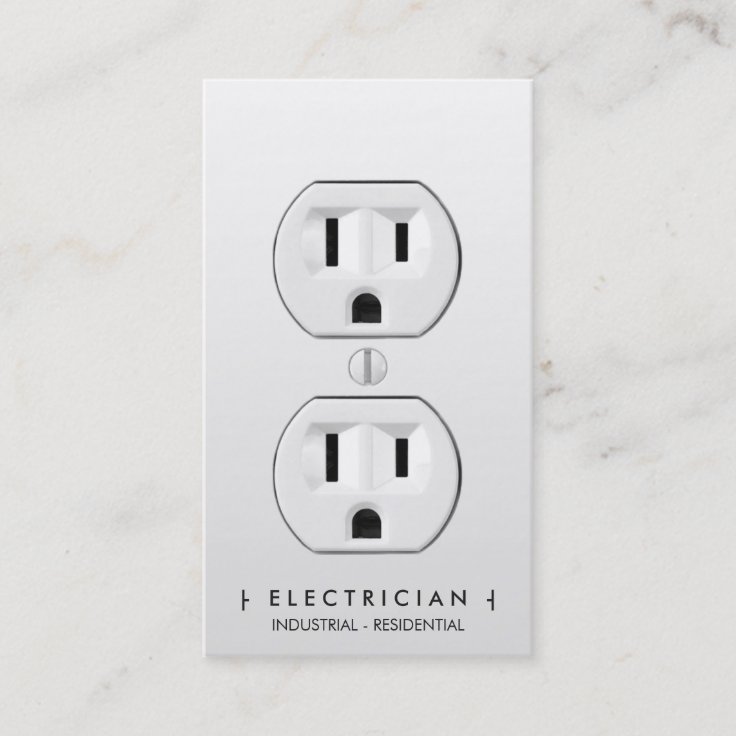 Electrician modern simple white electrical outlet appointment card | Zazzle