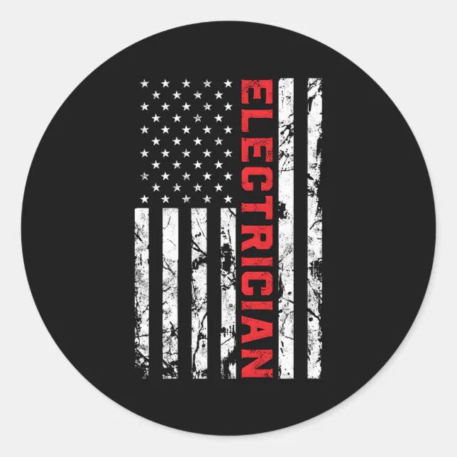 Electrician Patriotic American Flag Electrician Fa Classic Round ...
