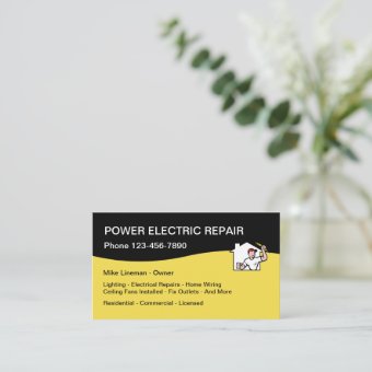 Electrician Power Repair Service Business Card | Zazzle