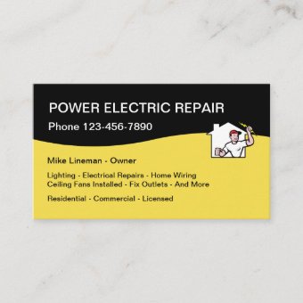Electrician Power Repair Service Business Card | Zazzle