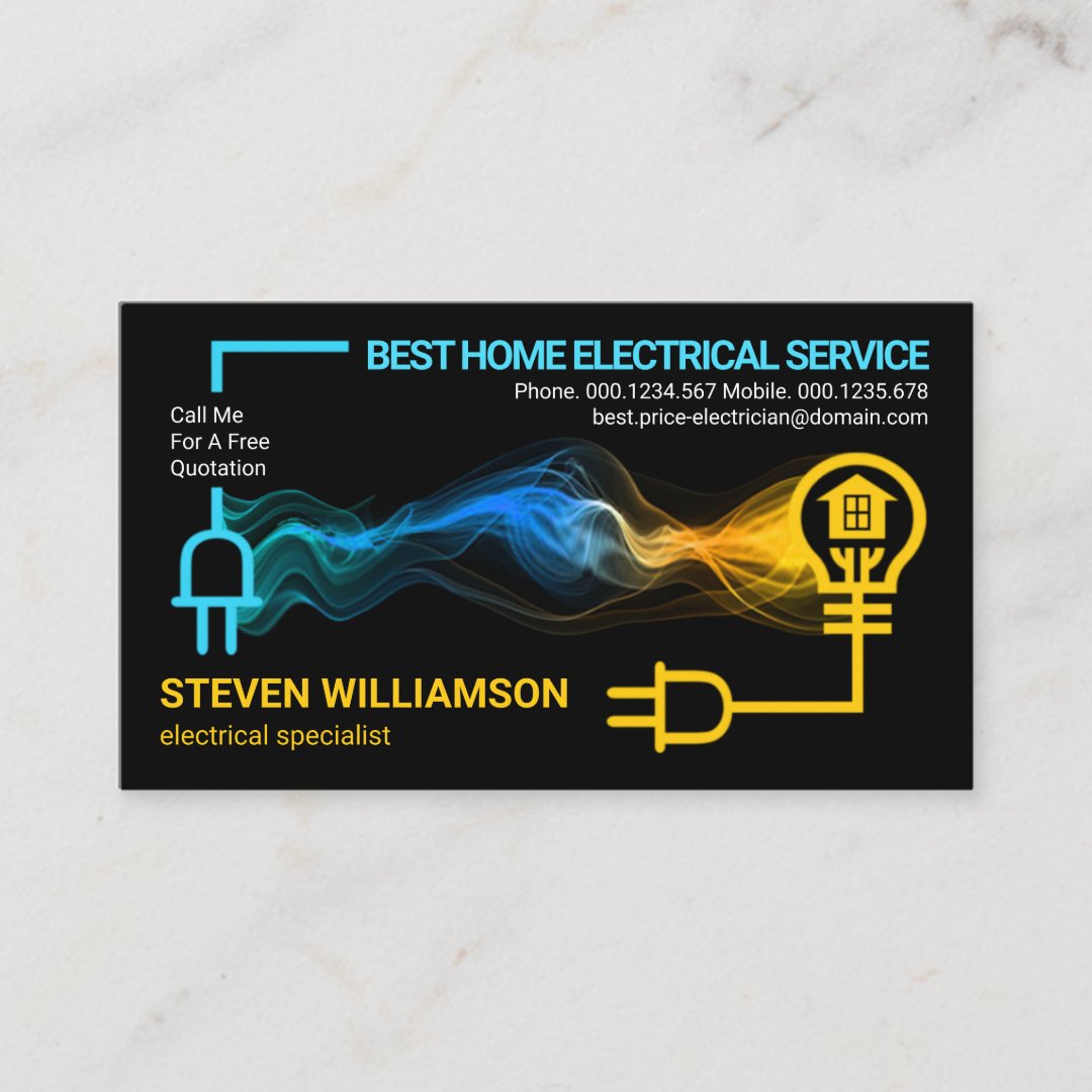 Electrician Powers Up Electrical Circuit Home Bulb Business Card | Zazzle