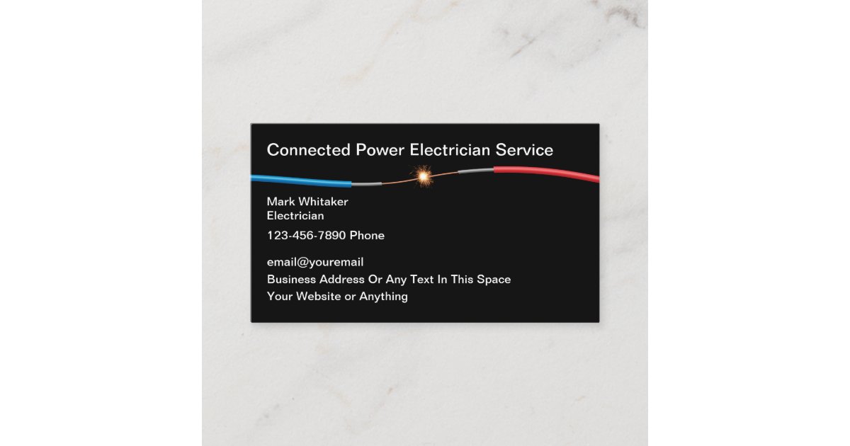 Electrician Spark Wire Business Cards | Zazzle