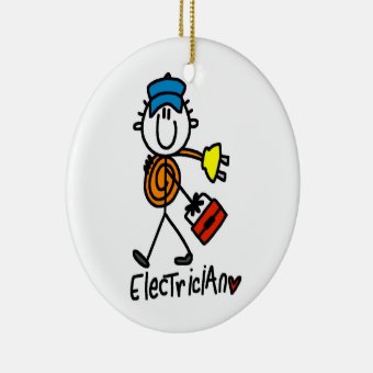 Electrician Stick Figure Ceramic Ornament | Zazzle