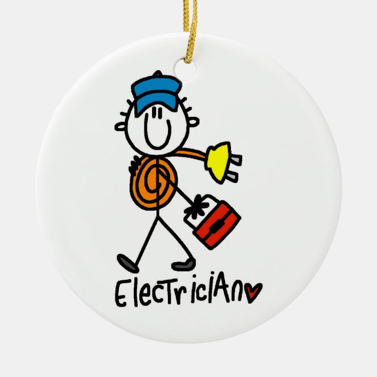 Electrician Stick Figure Ceramic Ornament | Zazzle
