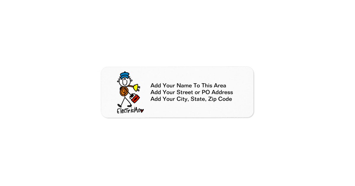Electrician Stick Figure Label | Zazzle