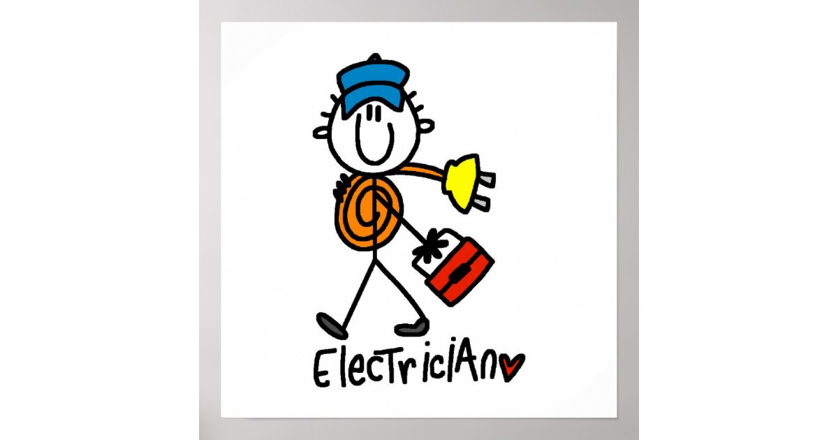 Electrician Stick Figure Poster | Zazzle