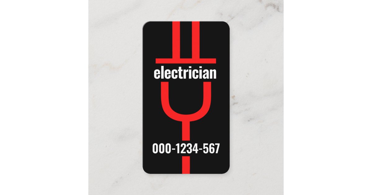 Electrician's Red Power Plug Business Card | Zazzle