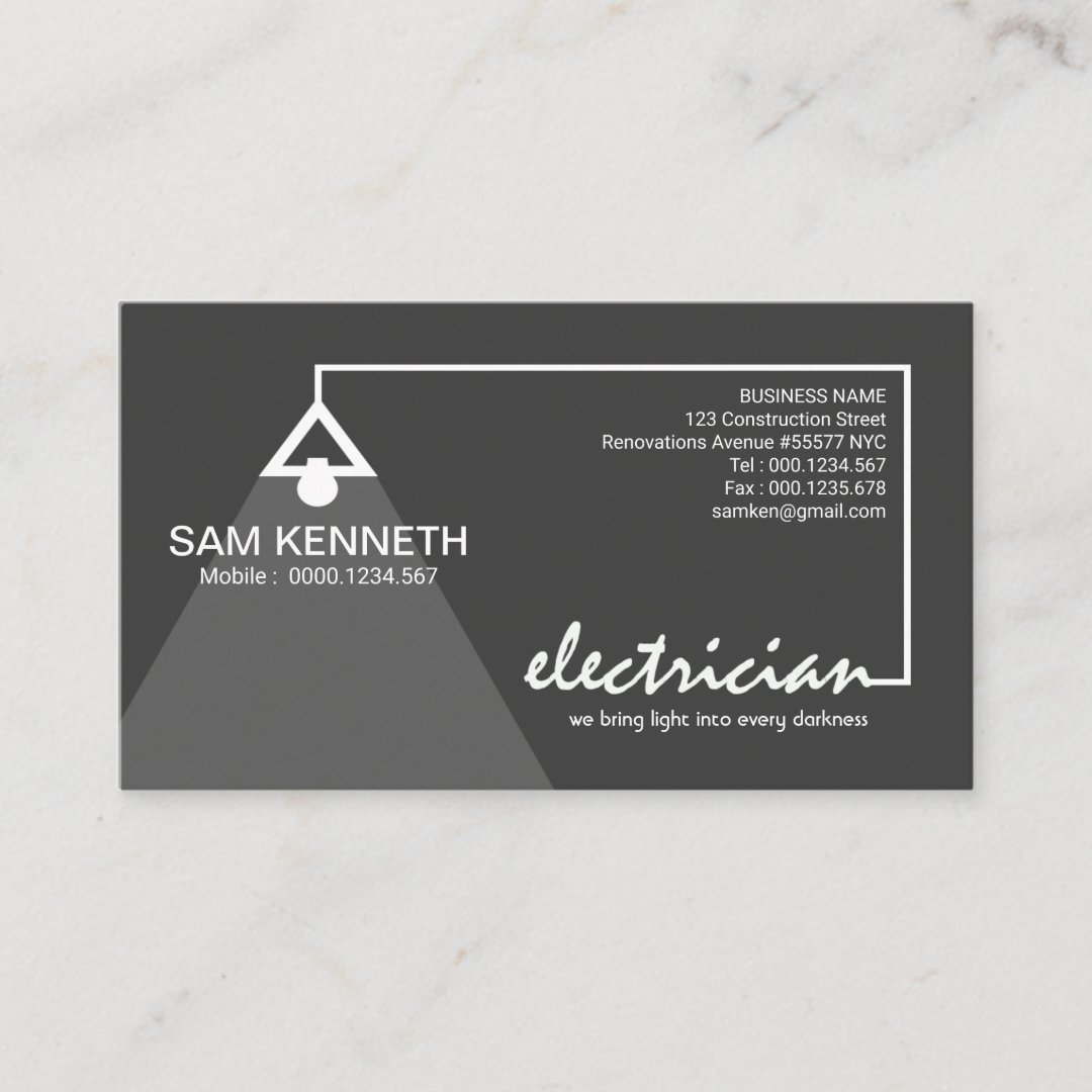 Electrician's Super Stylish Wiring Light Bulb Business Card | Zazzle