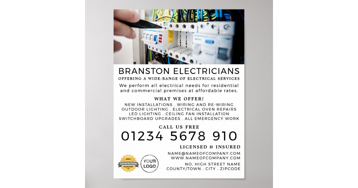 Electricity Box, Electrician Advertising Poster | Zazzle