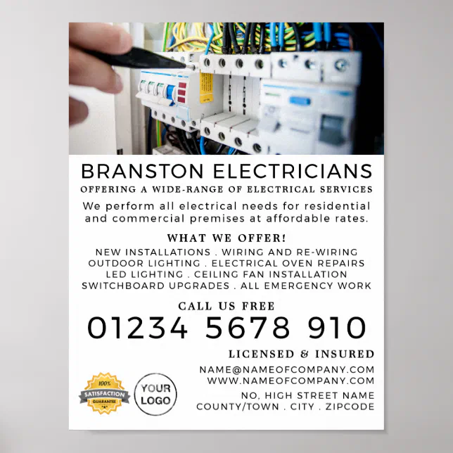 Electricity Box, Electrician Advertising Poster | Zazzle