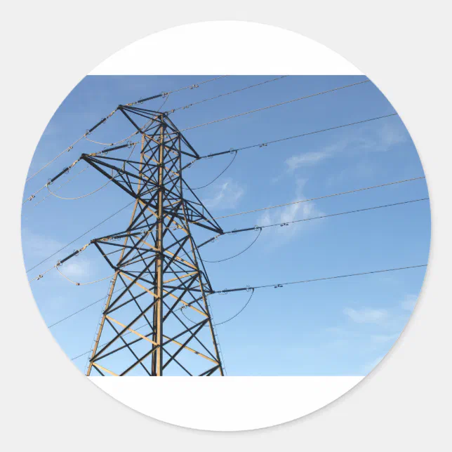 Electricity Pylon Classic Round Sticker | Zazzle