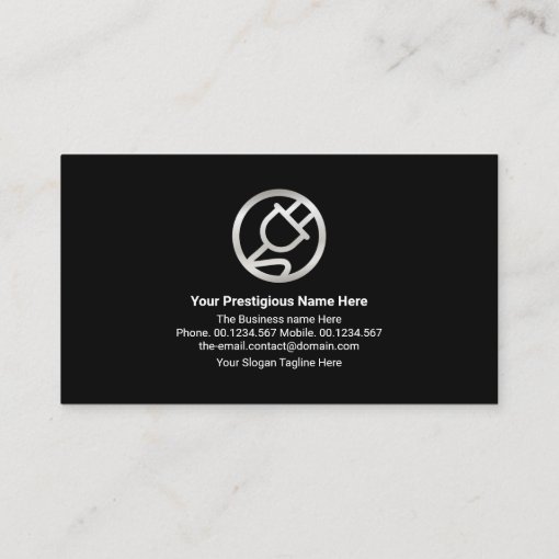 Electrified Power Plug Blue Lightnings Electrician Business Card | Zazzle