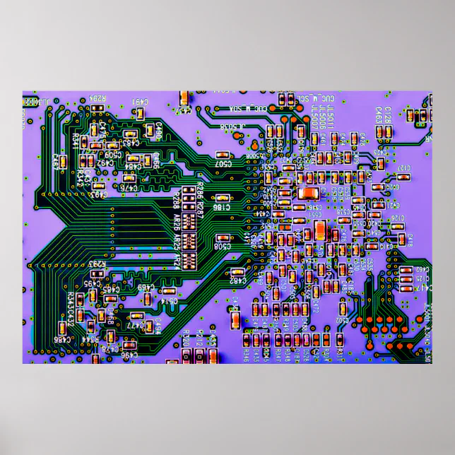 Electronic circuit board close up background,boar poster | Zazzle