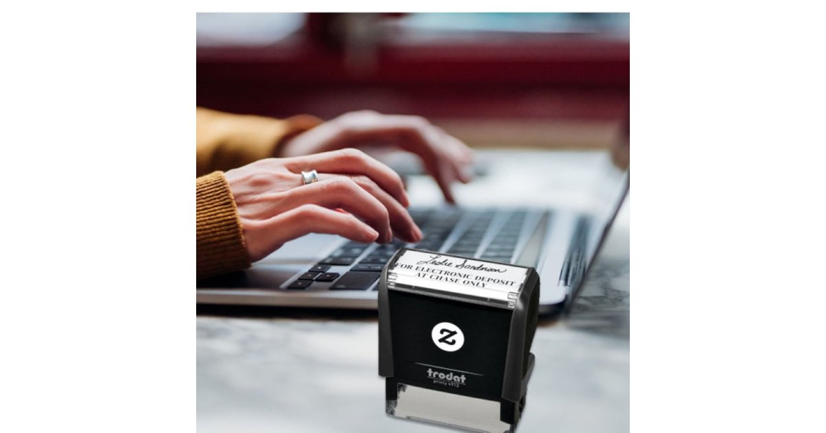 Electronic Deposit Signature Self Inking Stamp | Zazzle