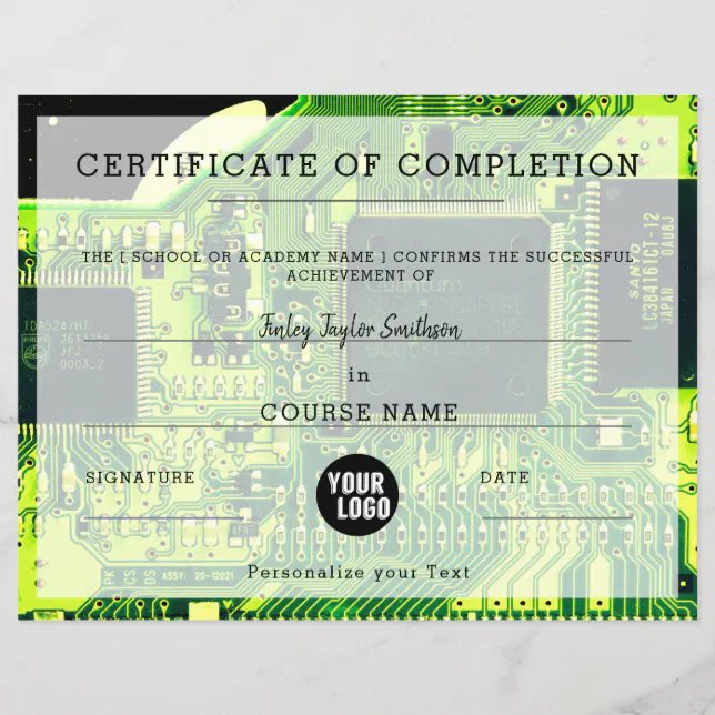 Electronics & Computer Certificate of Completion | Zazzle