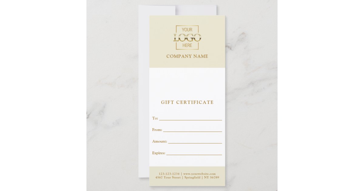 Elegan Beige Minimalist Custom Business Gift Card | Zazzle