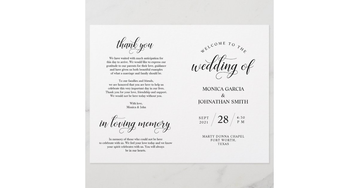 Elegance Classy Wedding Ceremony foldable program | Zazzle