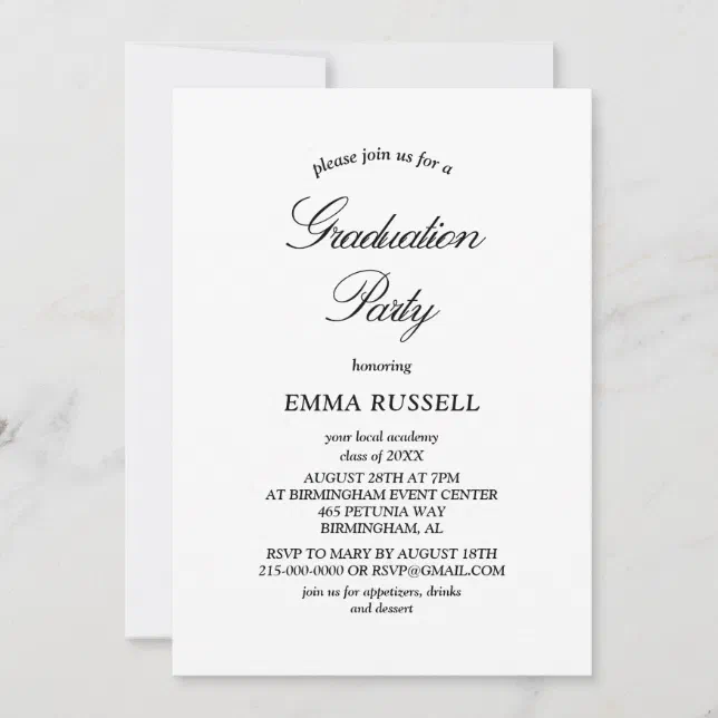 Elegance Script Graduation Party Invitation | Zazzle
