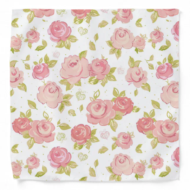 Elegance wallpaper pattern of pink roses 3 bandana | Zazzle