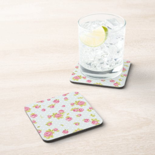 Elegance wallpaper pattern of pink roses 4 coaster | Zazzle