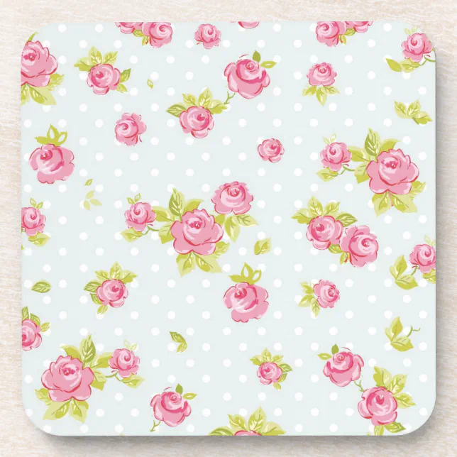 Elegance wallpaper pattern of pink roses 4 coaster | Zazzle