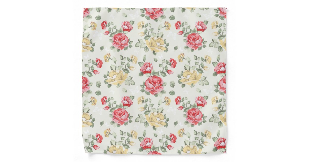 Elegance wallpaper pattern of pink roses bandana | Zazzle