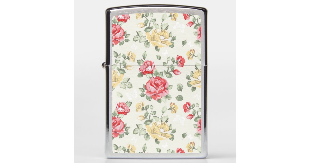 Elegance wallpaper pattern of pink roses zippo lighter | Zazzle