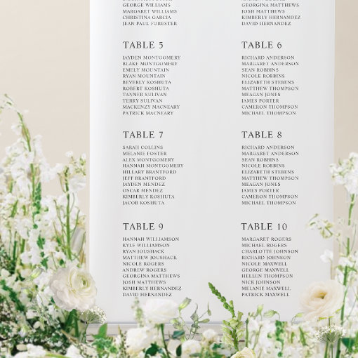 Elegant 10 tables or Less Wedding Seating Chart Retractable Banner | Zazzle