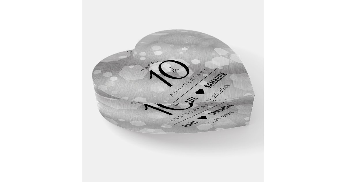 Elegant 10th Tin Wedding Anniversary Acrylic Paperweight | Zazzle