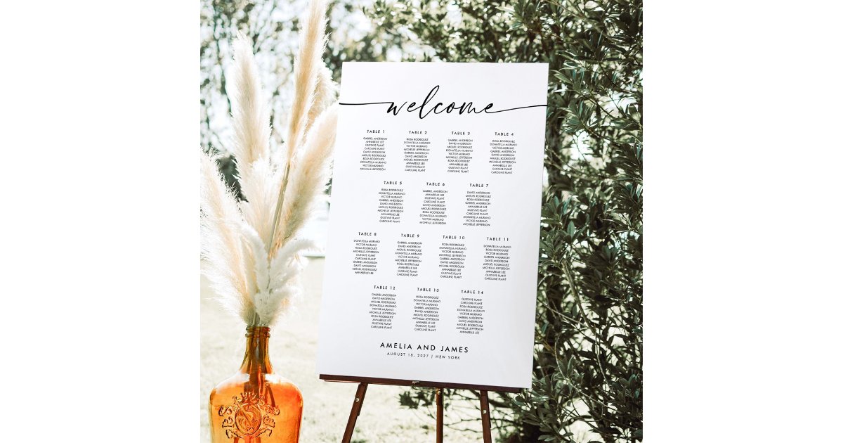 Elegant 14 Tables Welcome Seating Chart Foam Board | Zazzle